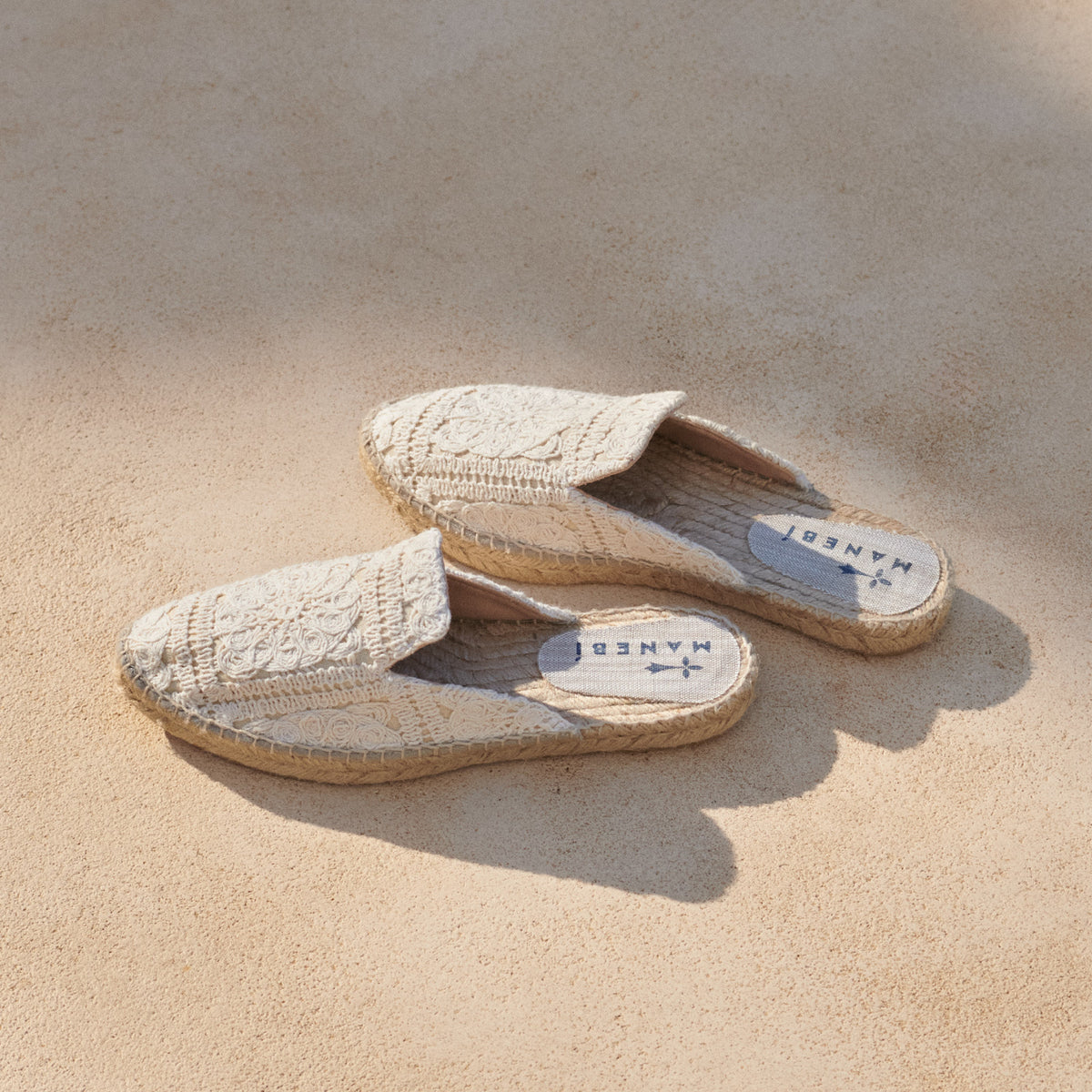 Manebí | Cotton Crochet Mules-Natural