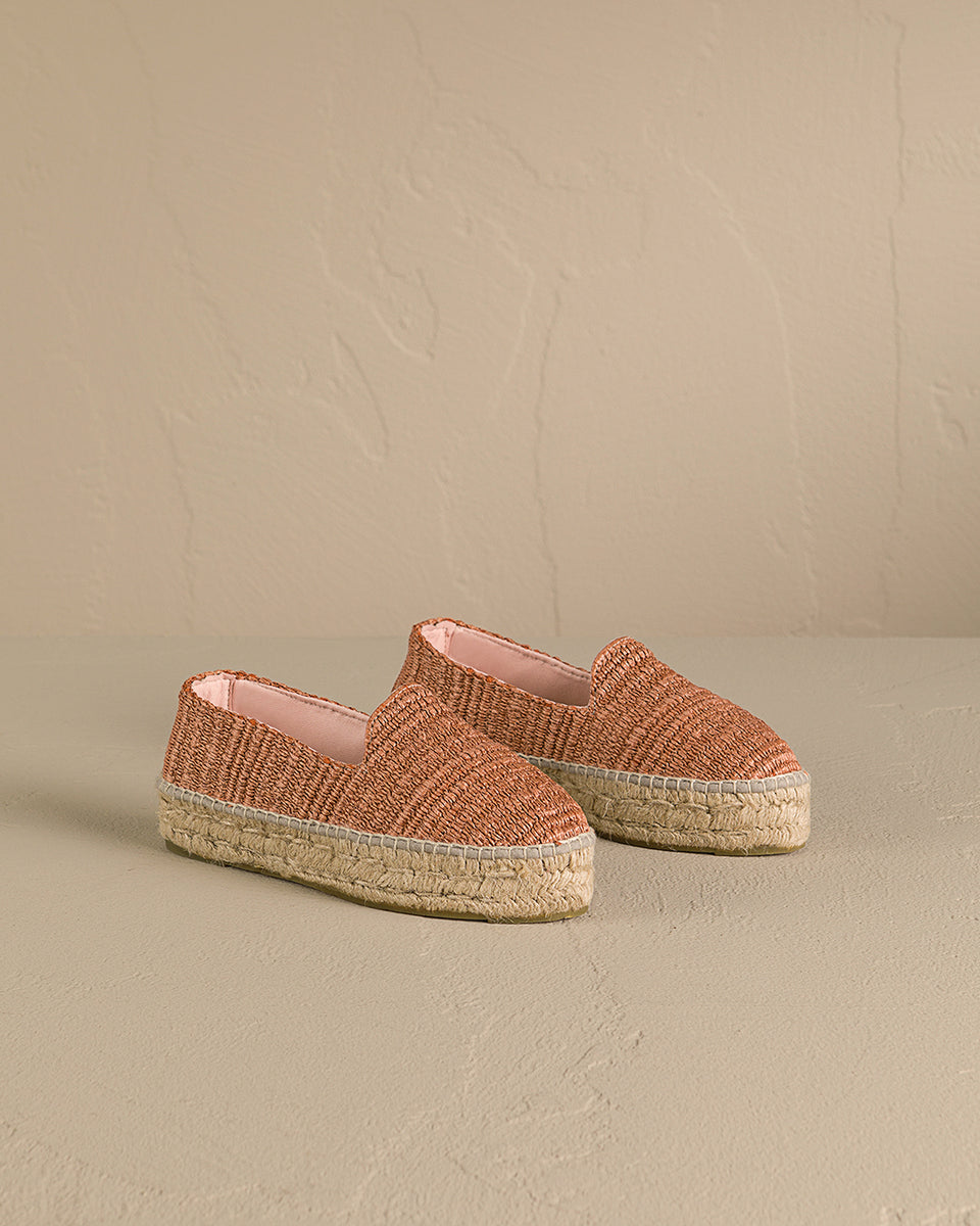 Manebí | Raffia Stripes Double Sole|Espadrilles-Orange Rust