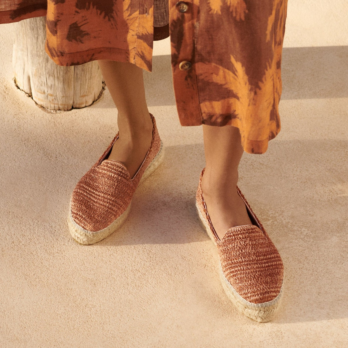 Manebí | Raffia Stripes Double Sole|Espadrilles-Orange Rust