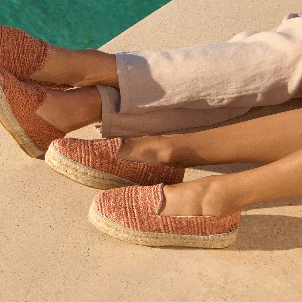 Manebí | Raffia Stripes Double Sole|Espadrilles-Orange Rust