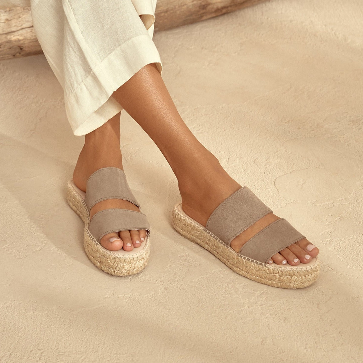 Manebí | Suede Double Sole Two Bands Sandals-Hamptons - Coco Brown-K19JB