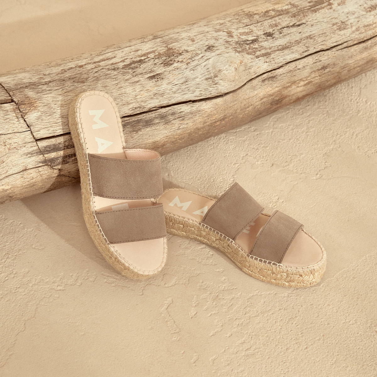 Manebí | Suede Double Sole Two Bands Sandals-Hamptons - Coco Brown-K19JB