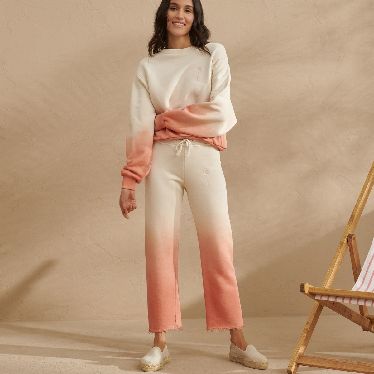 Manebí | Cotton-Jodie-Pants-Embroidered-Palm-Coral-Dégradé-A61PT