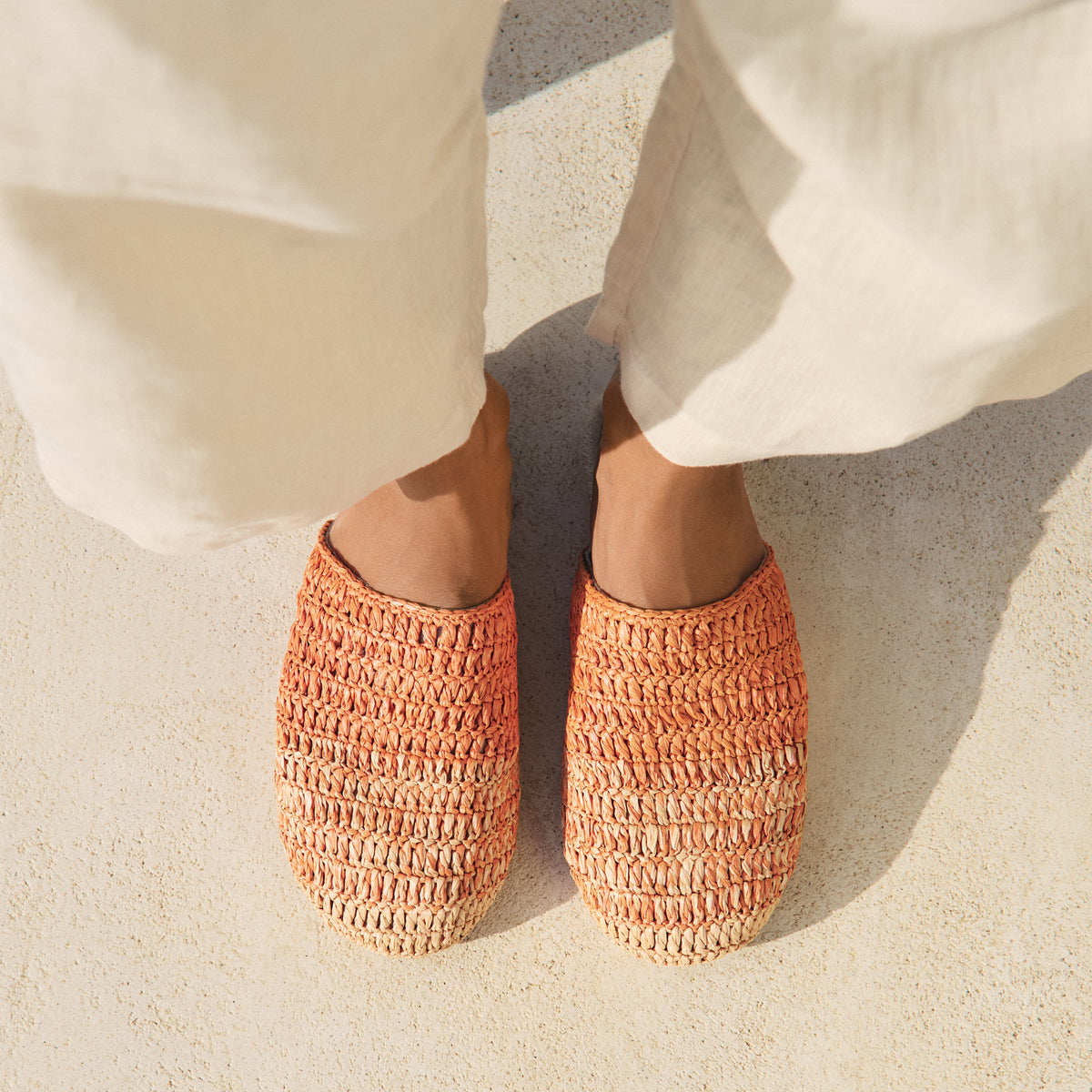 Manebí | Raffia Crochet Jute Clog Mules - Terracotta Degradè
