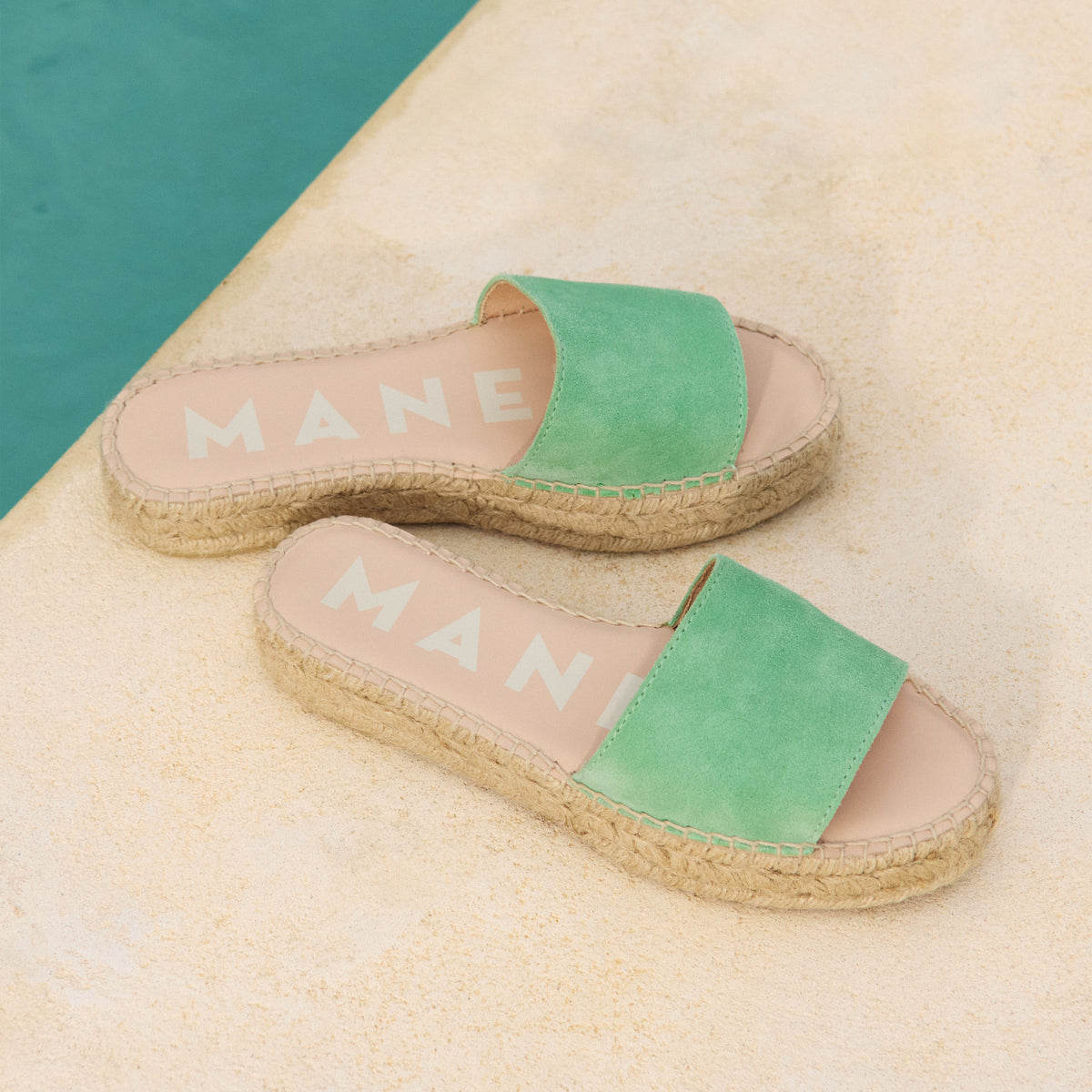 Manebí | Suede Double Sole Slides - Pastel Mint