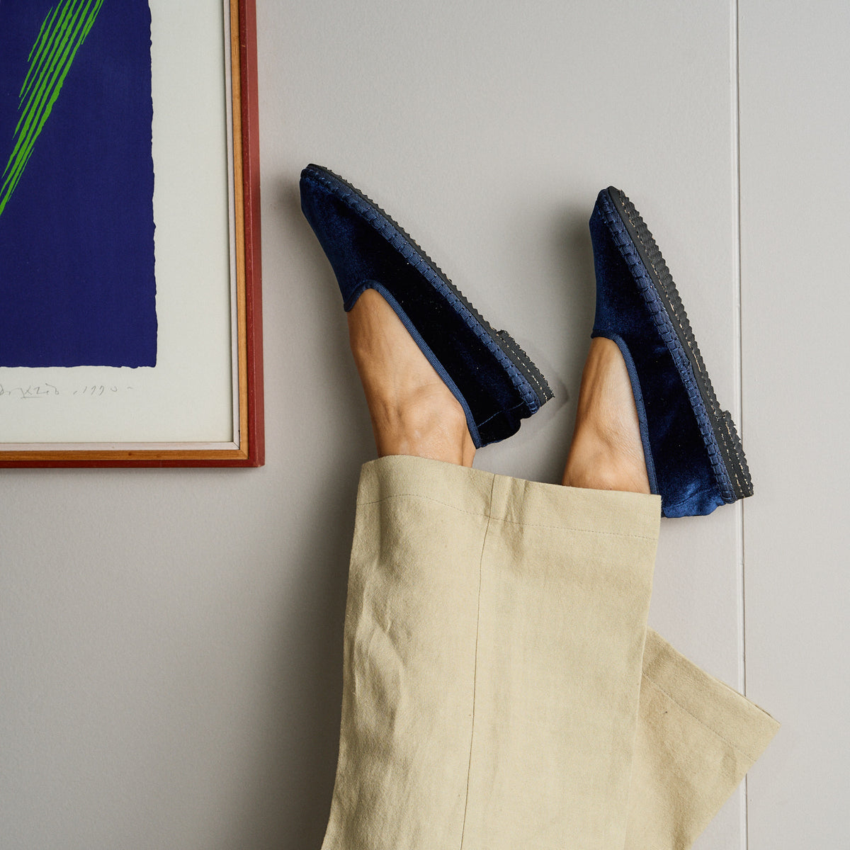 Navy Blue Venetian Slippers Women | Velvet | Manebí
